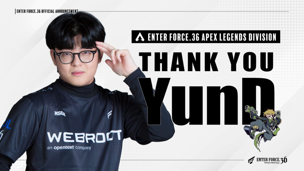 【Apex Legends部門】YunD選手 契約終了のお知らせ｜お知らせ｜ENTER FORCE.36